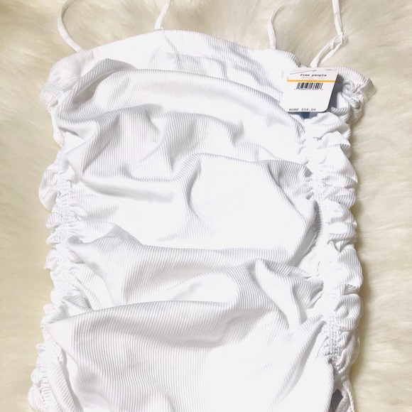 Free People | Tops | Nwt Free People White Ruched Bodysuit | Poshmark